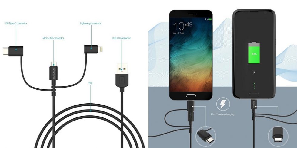 【レビュー】iPhoneユーザーに特におすすめ！「dodocool MFi認定 3in1 Lightning+Type-C+Mirco USB充電ケーブル 1m」があれば充電ケーブルはこれ1本 ...