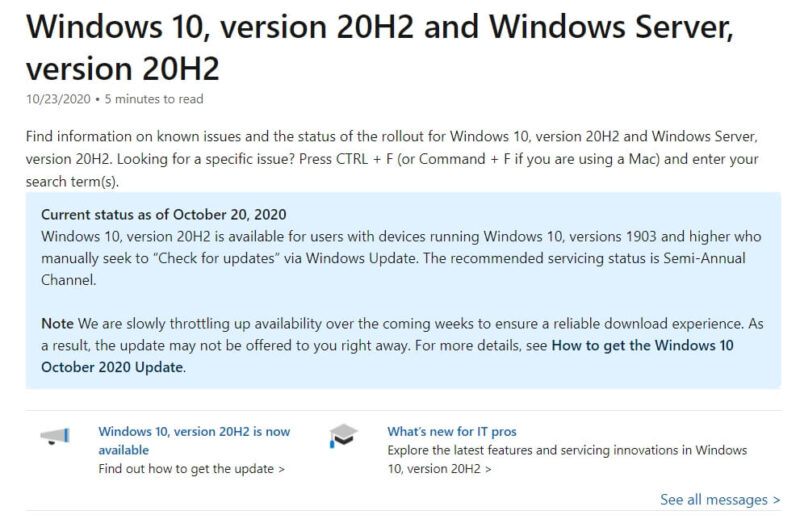 Windows 10 October 2020 Update（20H2）：不具合情報まとめ - enjoypclife.net